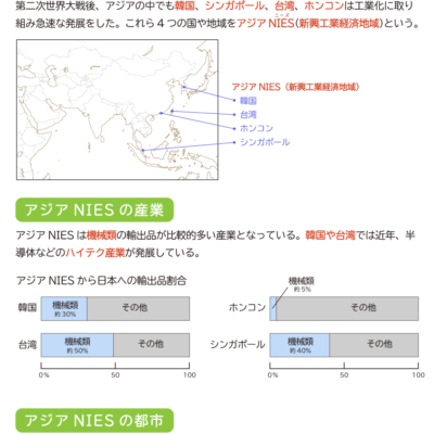 中学生｜地理｜アジアNIES｜無料問題プリント - おかわりドリル