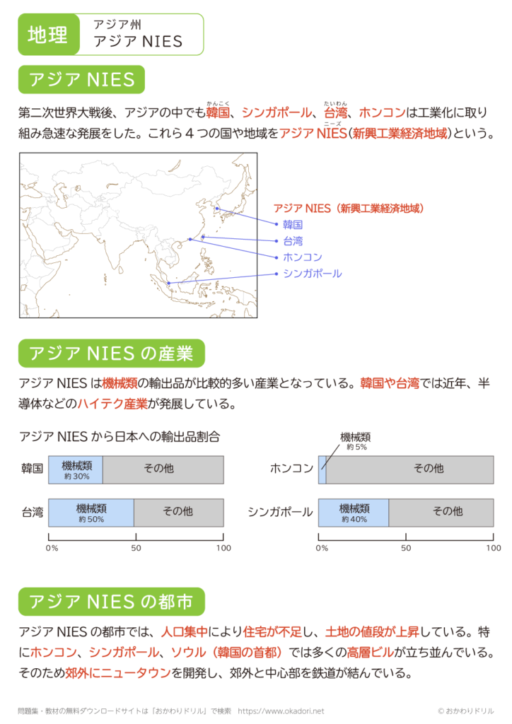 中学生｜地理｜都道府県・県庁所在地・地方区分｜無料問題プリント - おかわりドリル